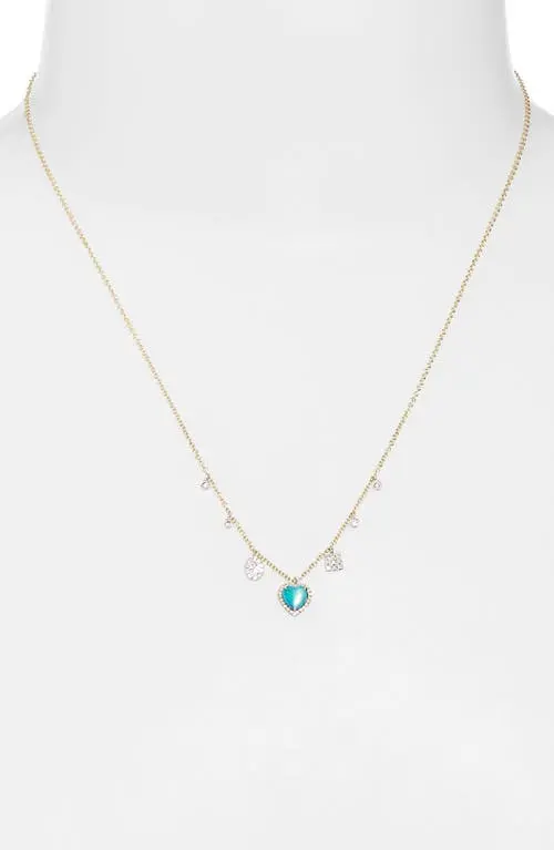Meira T 14k Gold Opal And Diamond Charm Necklace