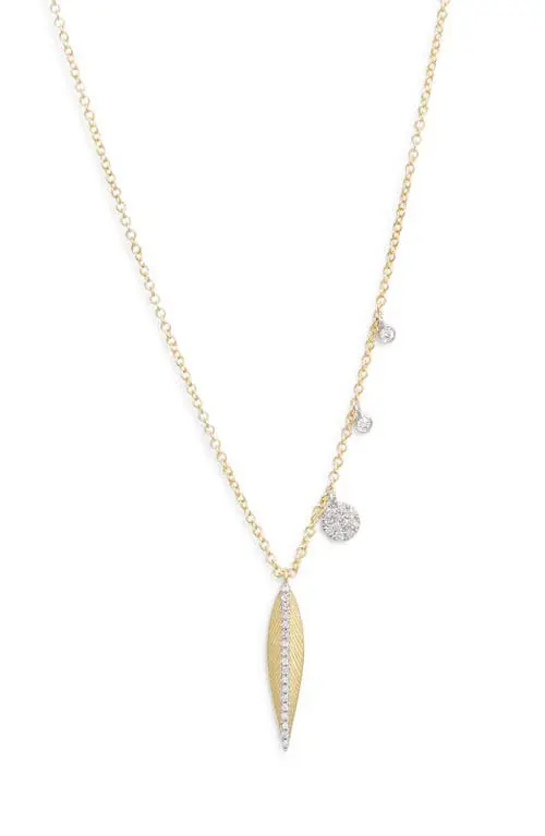 Meira T 14k Gold Diamond Leaf Pendant Necklace - Yellow