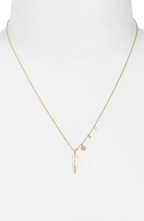 Meira T 14k Gold Diamond Leaf Pendant Necklace