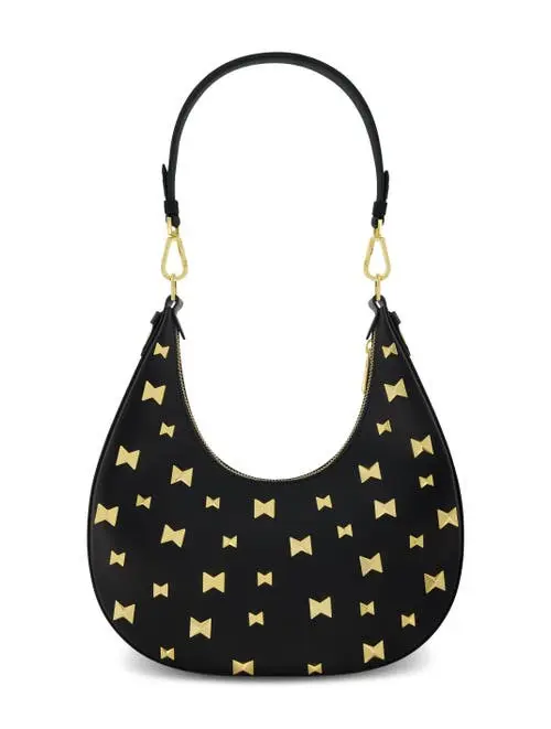Mac Duggal Leather Hobo Bag With Gold Hardware