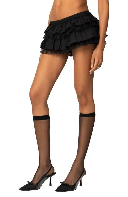 EDIKTED Lace Ruffle Bloomer Skort - Black