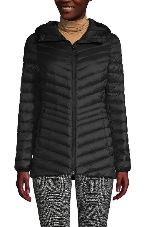 LANDS' END Ultralight Packable Down Jacket - Black
