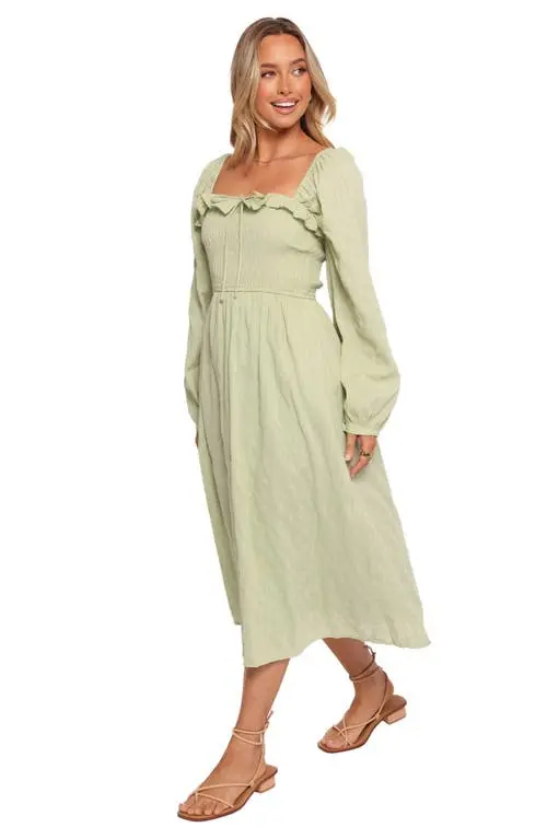 PETAL & PUP Ophelia Long Sleeve Cotton Midi Dress