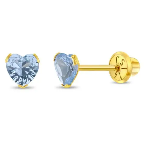 IN SEASON JEWELRY 14k Yellow Gold Cubic Zirconia Heart Earrings - December