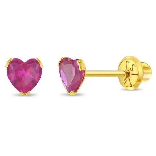 IN SEASON JEWELRY 14k Yellow Gold Cubic Zirconia Heart Earrings - July