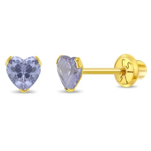 IN SEASON JEWELRY 14k Yellow Gold Cubic Zirconia Heart Earrings - June