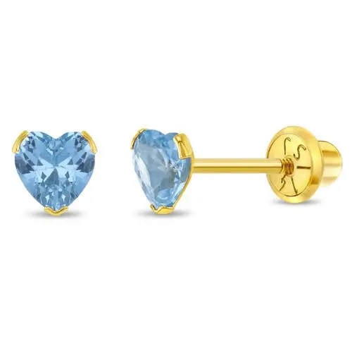 IN SEASON JEWELRY 14k Yellow Gold Cubic Zirconia Heart Earrings - March