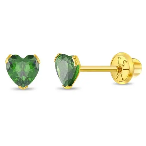 IN SEASON JEWELRY 14k Yellow Gold Cubic Zirconia Heart Earrings - May