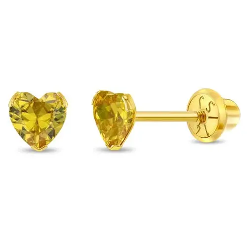 IN SEASON JEWELRY 14k Yellow Gold Cubic Zirconia Heart Earrings - November