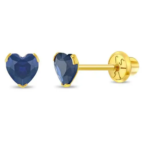 IN SEASON JEWELRY 14k Yellow Gold Cubic Zirconia Heart Earrings - September