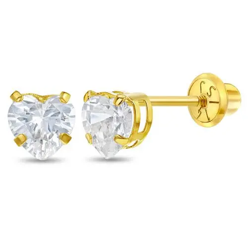 IN SEASON JEWELRY 14k Yellow Heart Stud Earrings - Gold