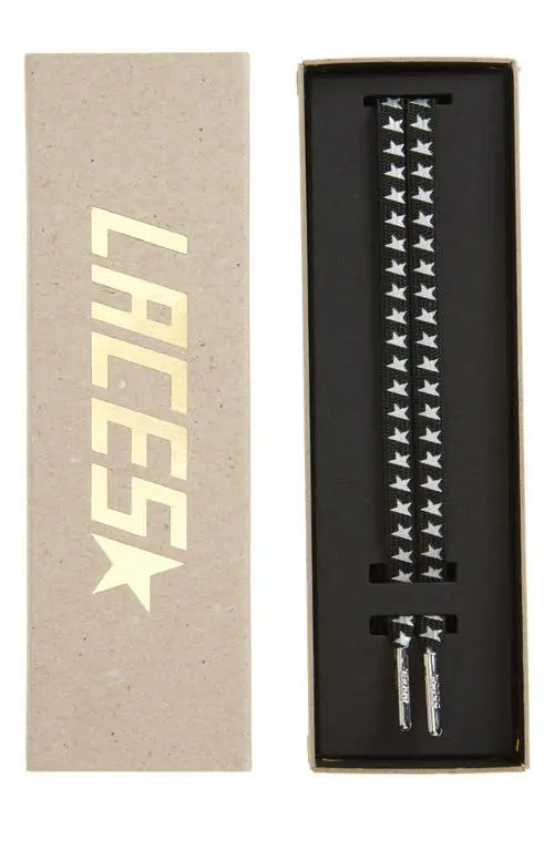 GOLDEN GOOSE Logo Shoelaces - Black/silver