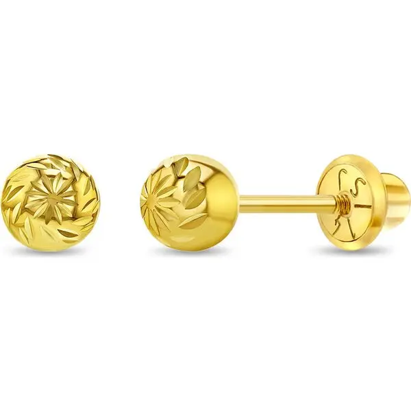 IN SEASON JEWELRY 14k Yellow Diamond-cut Ball Stud Earrings - Gold