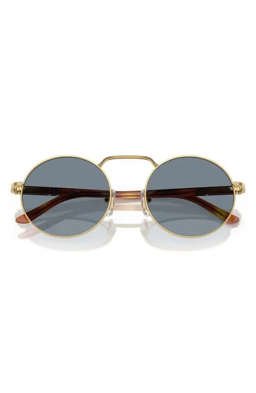 Persol 53mm Polarized Round Sunglasses - Light Blue