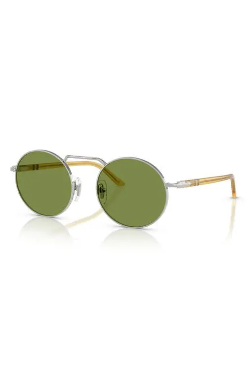 Persol 53mm Polarized Round Sunglasses - Silver