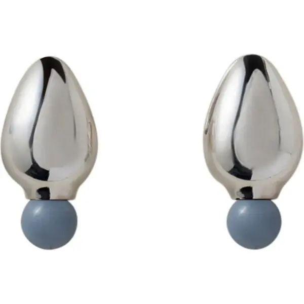 ANNIKA INEZ Bulbous Stone Drop Earrings - Silver