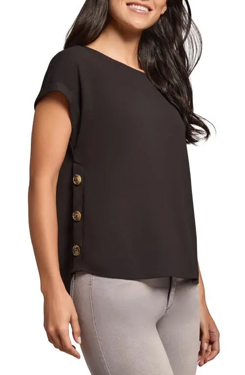 Jones New York Button Detail Top - Jones Black
