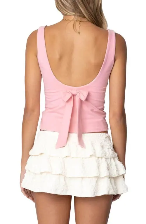 EDIKTED Ronda Bow Back Tank - Pink