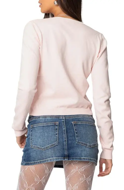 EDIKTED Contrast Bow Cardigan - Light-pink