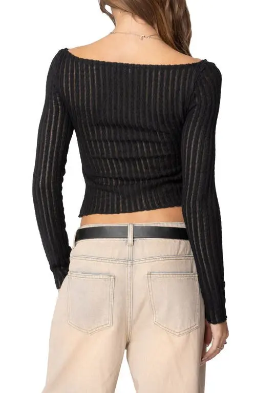 EDIKTED Textured Long Sleeve Boat Neck Shirt