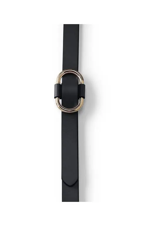 LANDS' END Adjustable Skinny Leather Belt - Black
