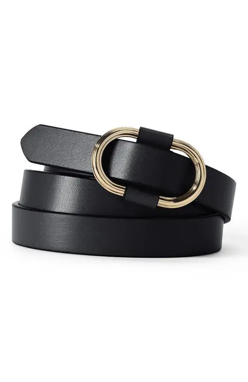 LANDS' END Adjustable Skinny Leather Belt - Black