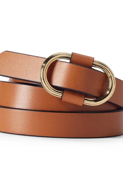 LANDS' END Adjustable Skinny Leather Belt - Cognac