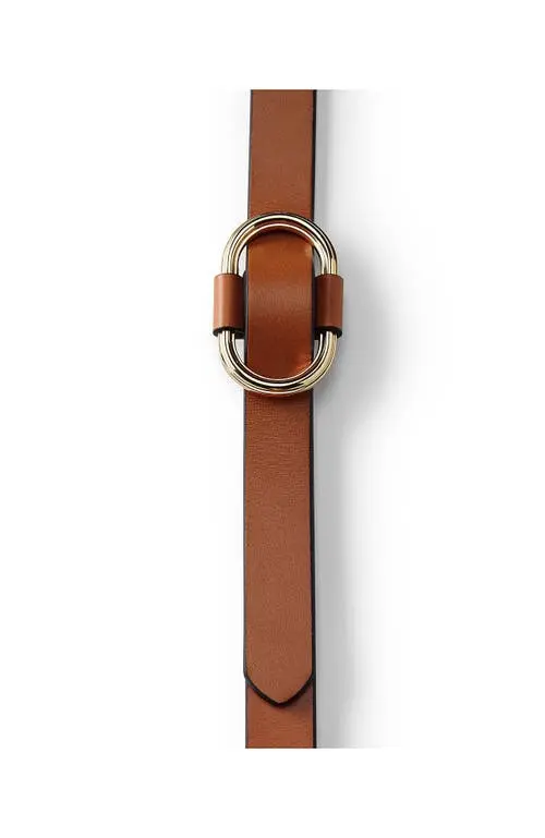 LANDS' END Adjustable Skinny Leather Belt - Cognac