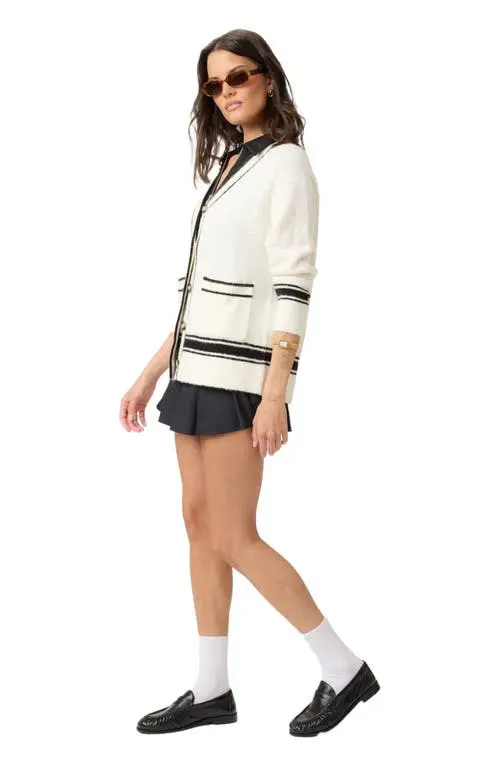 GOLDIE BYRD Fuzzy Striped Cardigan