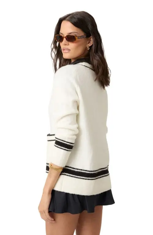GOLDIE BYRD Fuzzy Striped Cardigan
