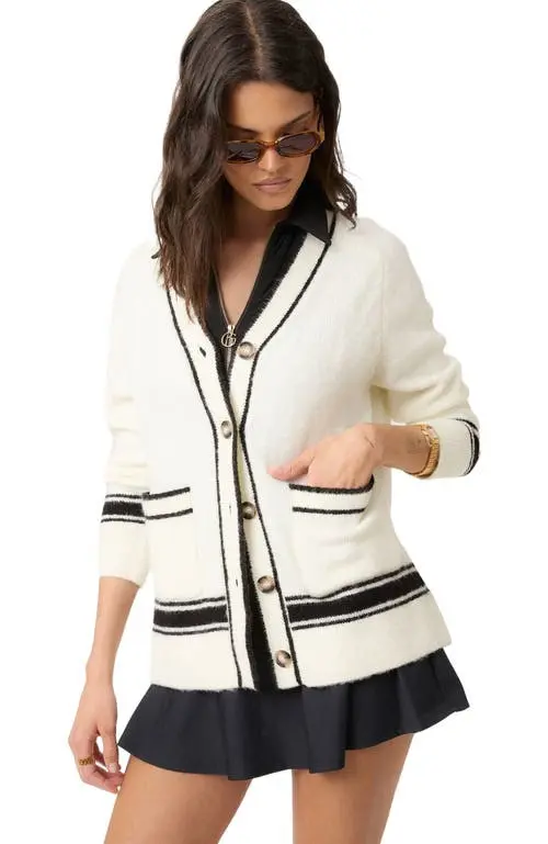 GOLDIE BYRD Fuzzy Striped Cardigan