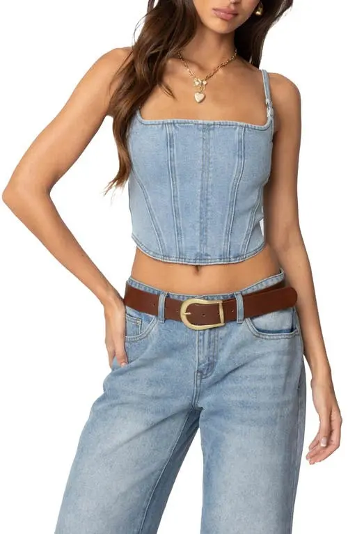 EDIKTED Tennessee Denim Corset Top