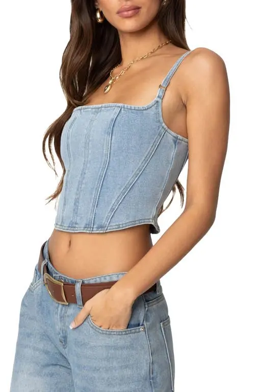 EDIKTED Tennessee Denim Corset Top