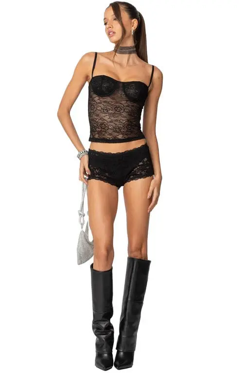 EDIKTED Krissy Sheer Lace Corset Top