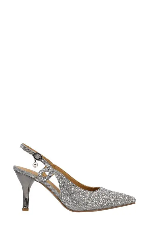 J. Reneé Viviene Embellished Slingback Pumps - Pewter