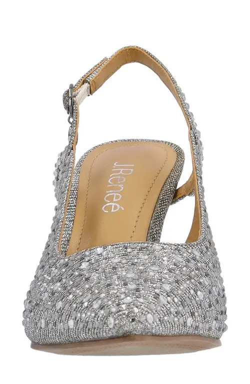 J. Reneé Viviene Embellished Slingback Pumps - Pewter