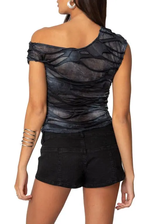 EDIKTED Shredded Asymmetric Crop Top