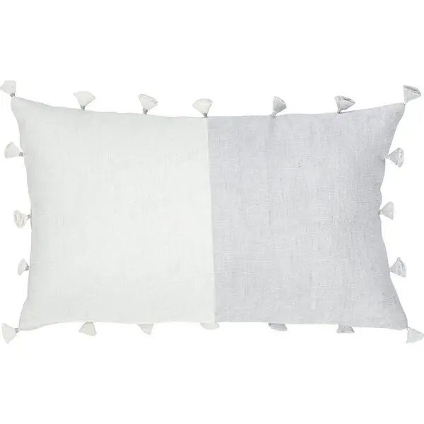 Anaya Tassels So Soft Linen Pillow With Down Insert - Grey