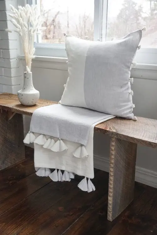 Anaya Tassels So Soft Linen Pillow With Down Insert