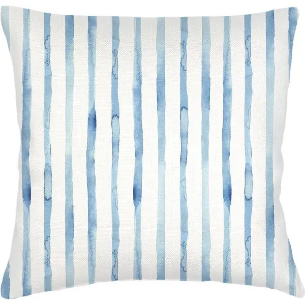 Anaya Riviera Striped Linen Euro Pillow With Down Insert - Blue