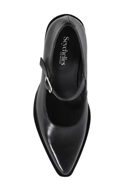 Seychelles Sparks Pointed Toe Mary Jane Pump - Black Leather
