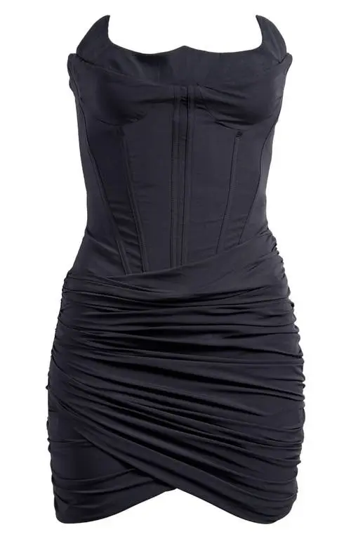 mistress rocks black strapless corset mini dress Lavish Alice Micro ruffle corset dress in baby blue – She Selected