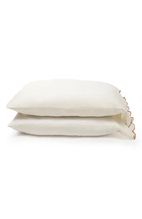 POM POM AT HOME Kelly Set Of 2 Linen Pillowcases - Cream/ Terra Cotta