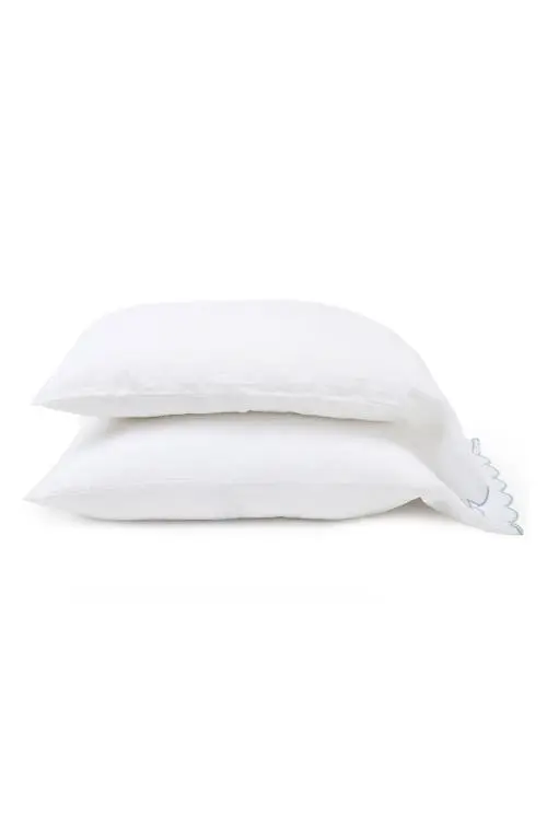POM POM AT HOME Kelly Set Of 2 Linen Pillowcases - White/ French Blue