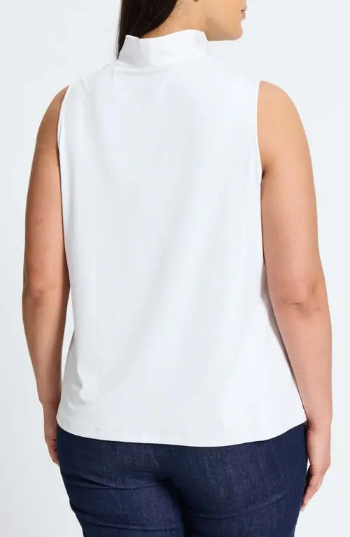 Foxcroft Tammy Ruffle Sleeveless Top - White