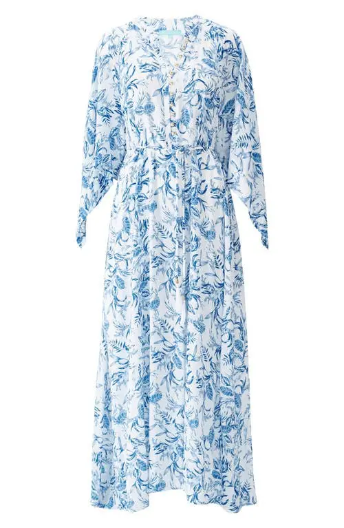 Melissa Odabash Edith Floral Maxi Cover-up Dress - Blue Leaf