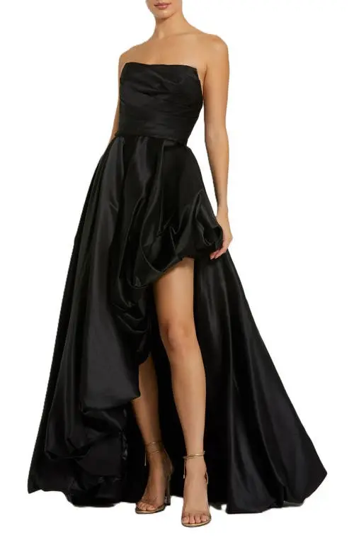 Mac Duggal Asymmetrical Strapless Gown - Black