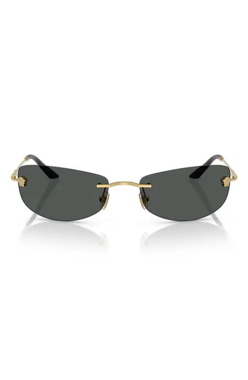 Versace 60mm Rimless Rectangular Sunglasses - Gold