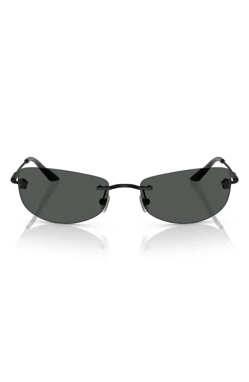 Versace 60mm Rimless Rectangular Sunglasses - Matte Black