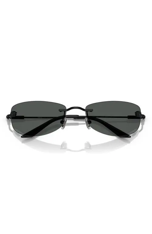 Versace 60mm Rimless Rectangular Sunglasses - Matte Black